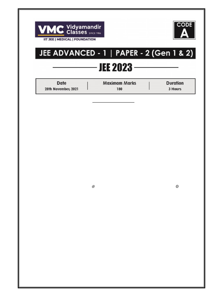 2023-JEE ADVANCED-PAPER-2 (Gen 1 & 2) | PDF | Intermolecular Force ...