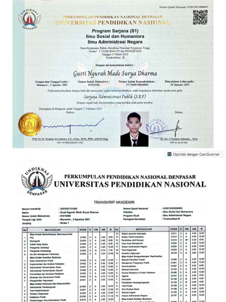 Ijazah S1 & Transkip Nilai | PDF