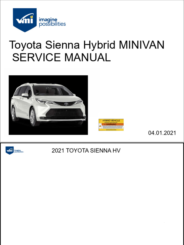 2021 Toyota Sienna Hybrid Service Manual | PDF | Front Wheel Drive Vehicles | Car Body Styles