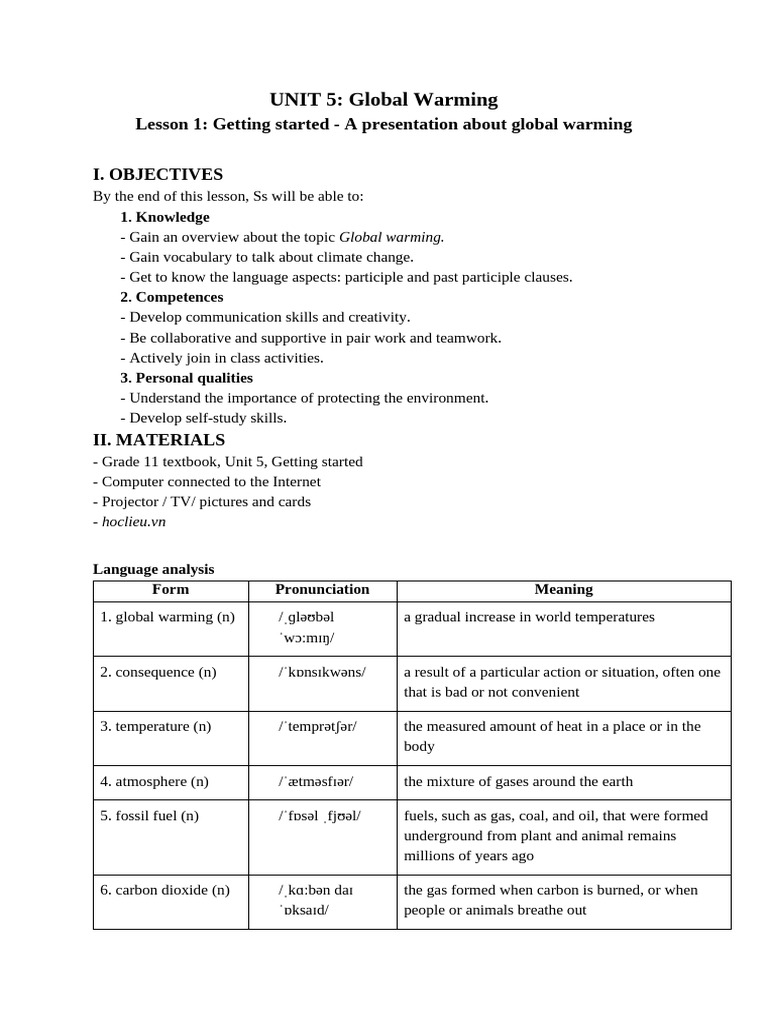 Unit 5 | PDF | Climate Change | Vocabulary