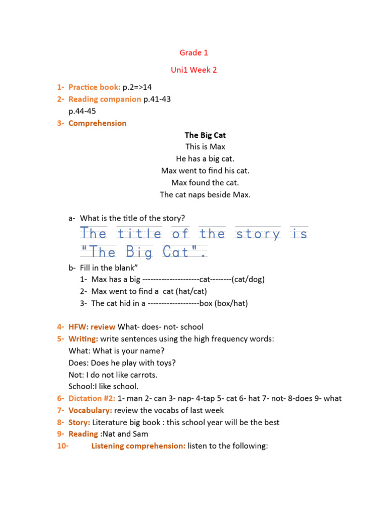 Week 2 Grade 1 Classwork | PDF | Language Arts & Discipline