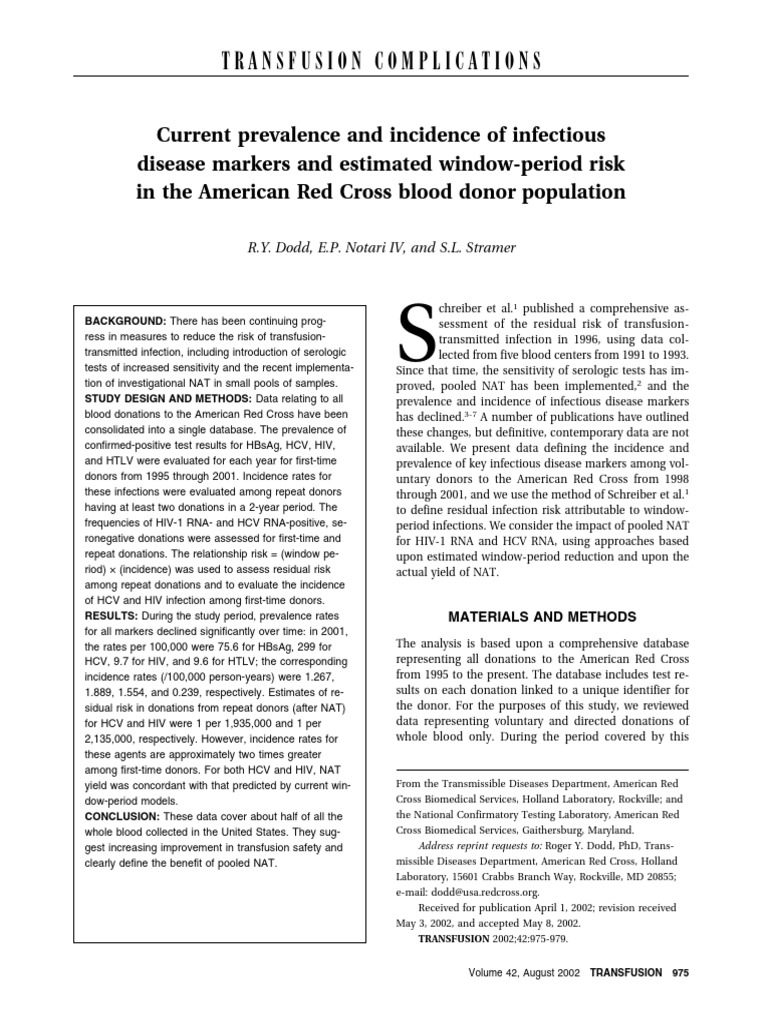 Dodd - Current Prevalence and Incidence of Infectious | PDF | Hepatitis ...