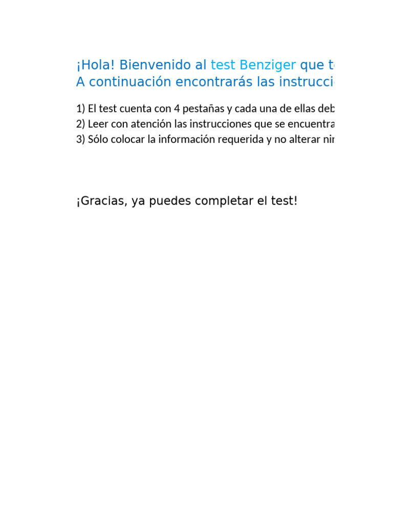 Test Benziger | PDF | Pensamiento | Comunicación no verbal