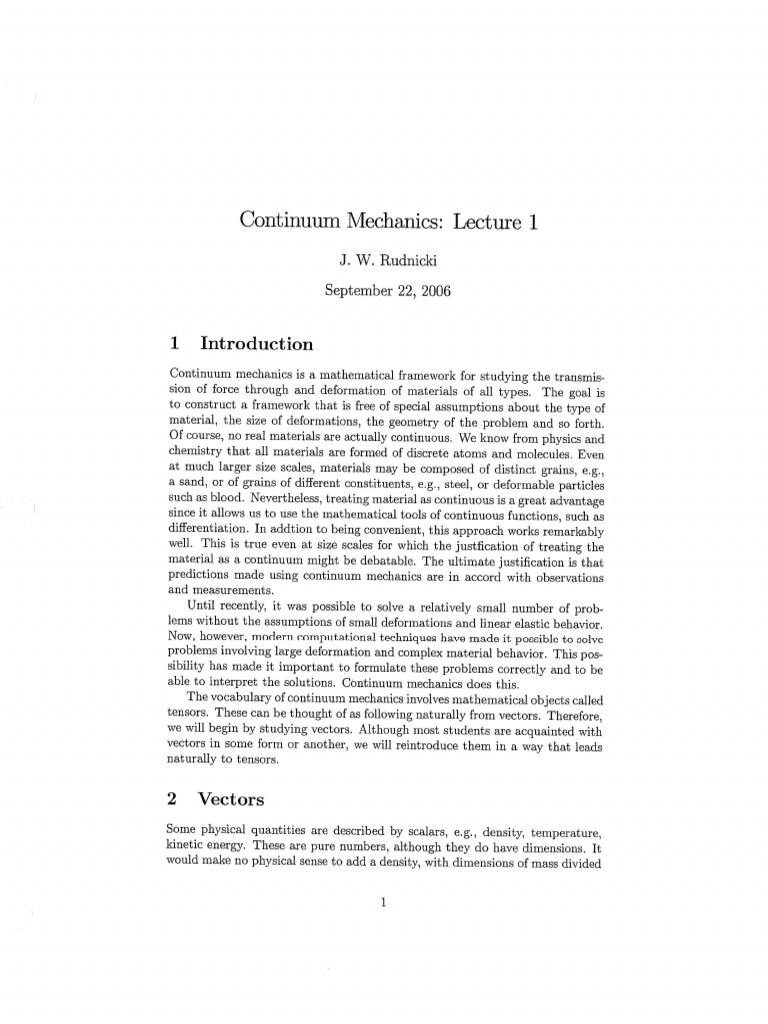 Cont Mech Class Notes | PDF