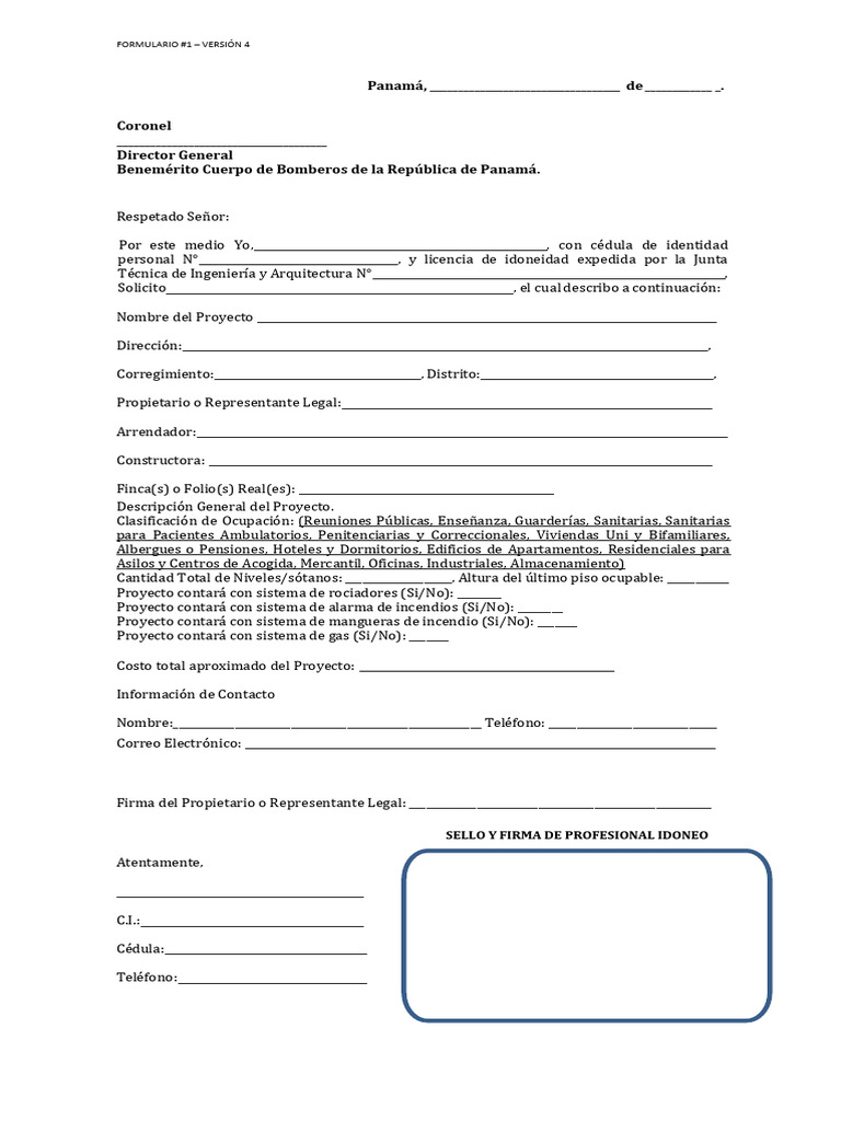 Formulario 1 Unico Solicitud Bomberos 08 2023 | PDF