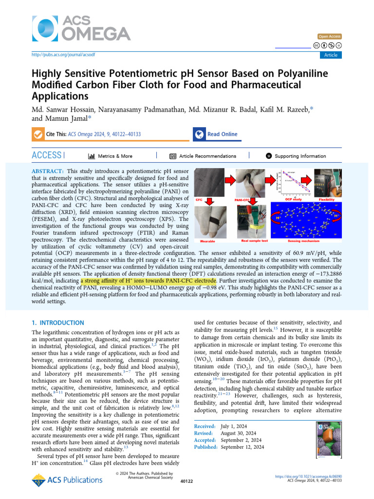 Highly Sensitive Potentiometric PH Sensor Based On PolyanilineModified ...