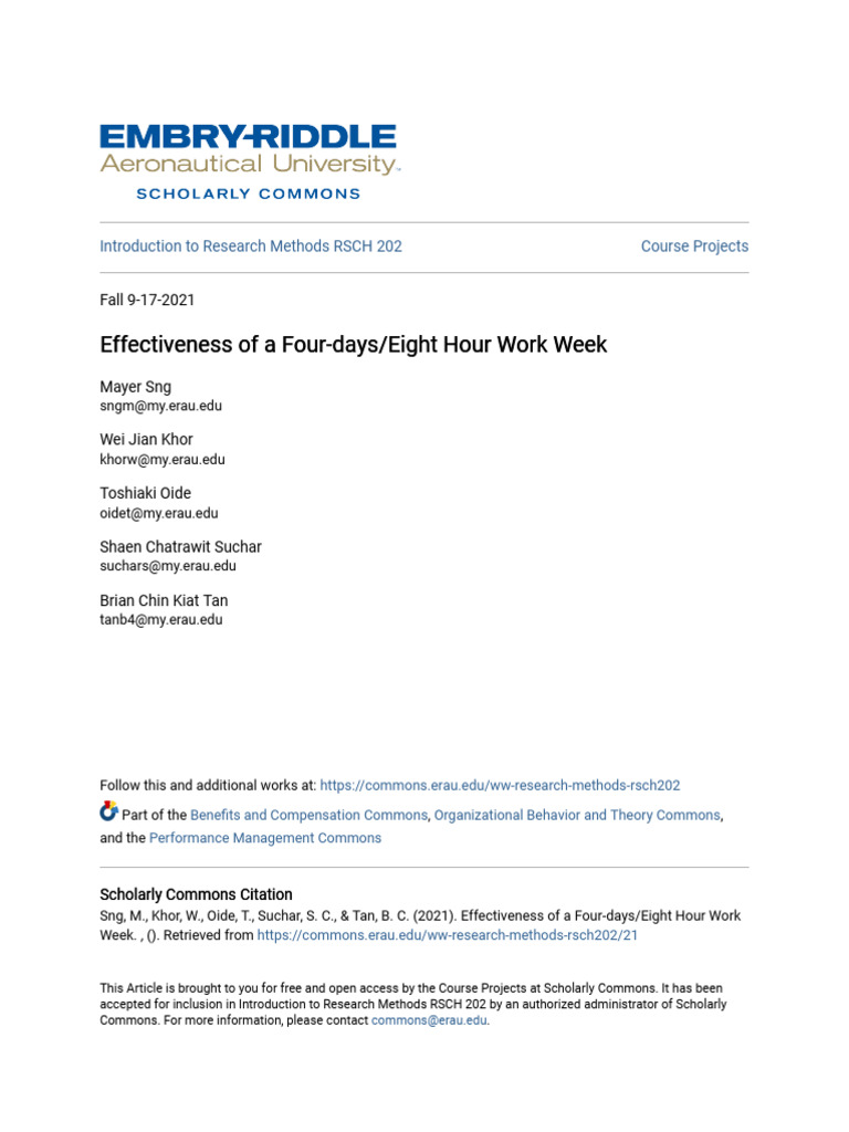 Effectiveness of a Four-days_Eight Hour Work Week | PDF | Coefficient ...
