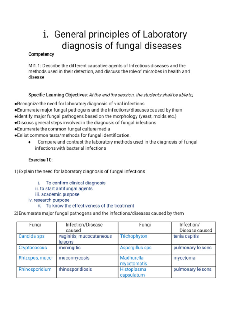Neral Principles of Lab Diagnosis of Fungal Diseases | PDF