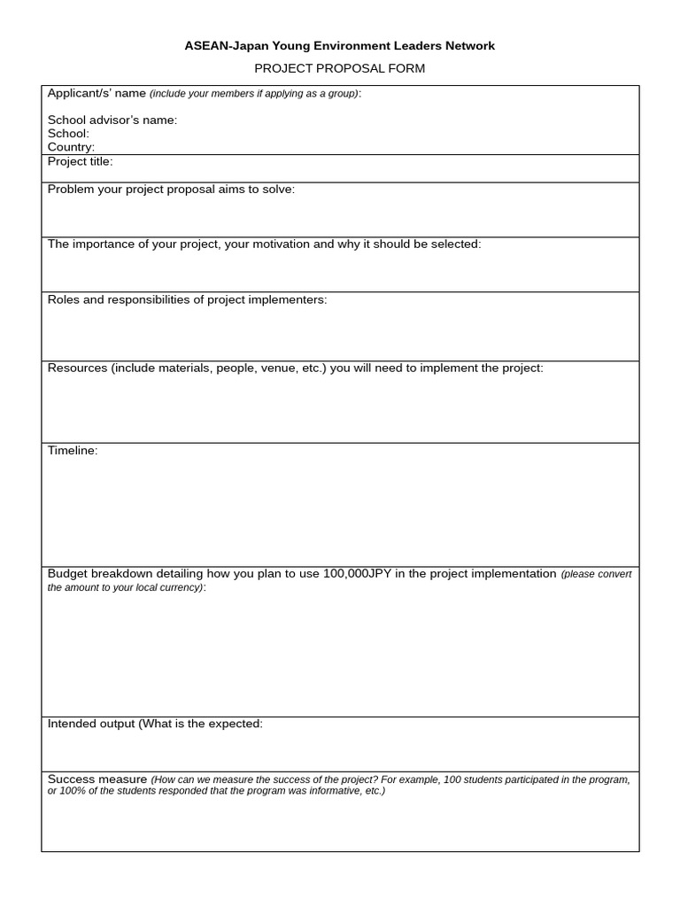 AJYELN Project Proposal Form | PDF