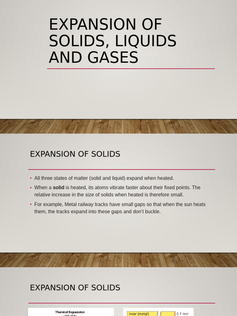 Expansion of Solids Liquids and Gases | PDF | Thermal Expansion | Gases