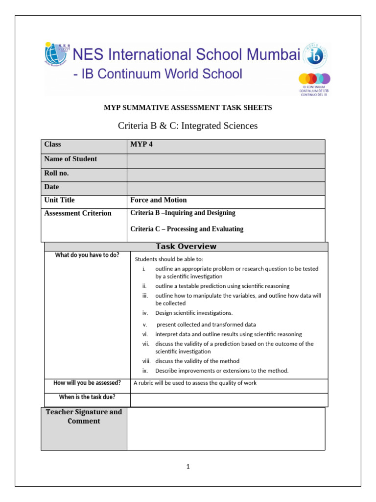 MYP 4 Class Lab Report - Finding 'G' | PDF | Gravity | Force