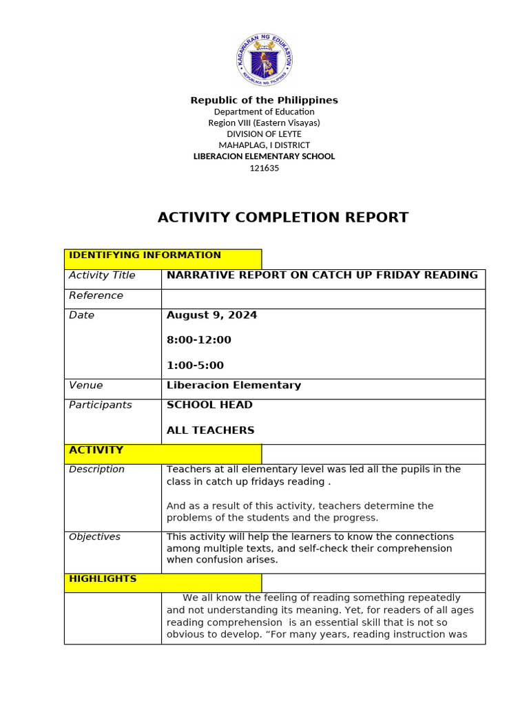 Republic of The Philippines | PDF | Reading Comprehension | Learning