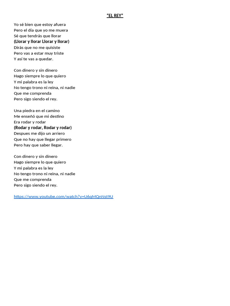 "El Rey: Letra y Significado" | PDF | Poesía