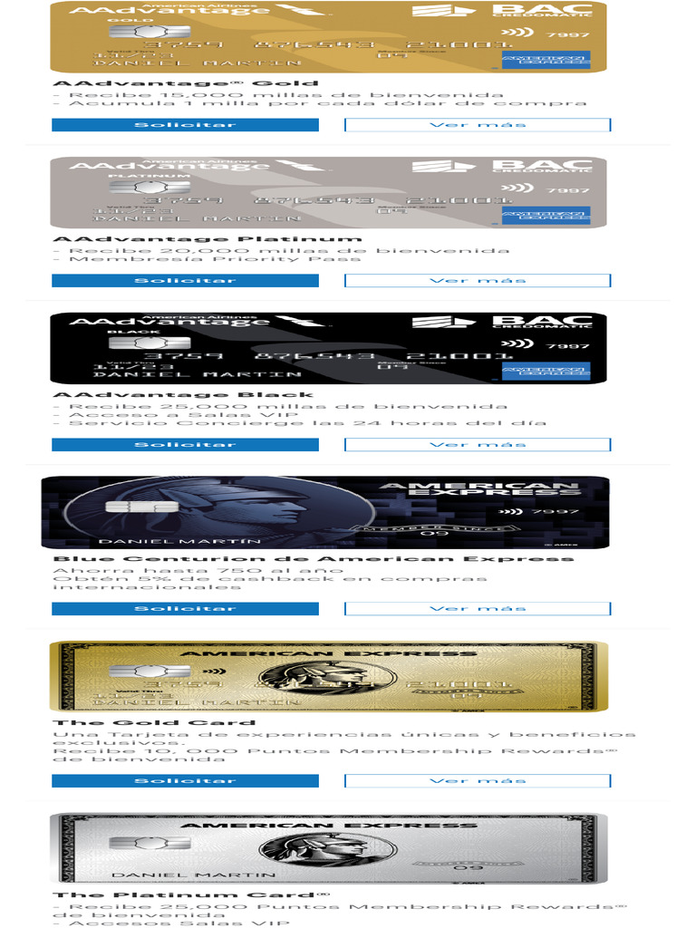 Tarjetas American Express Panamá BAC Credomatic 2 | PDF | Negocios | Finanzas y dinero