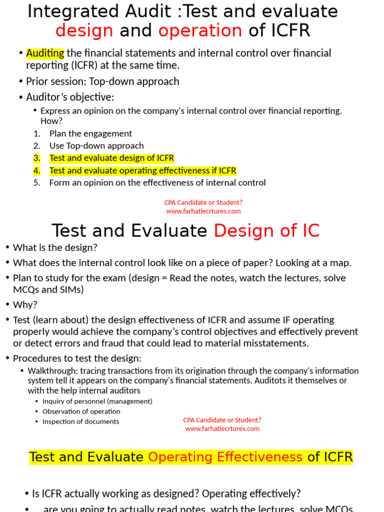 Integrated Audit Part 4 Test Design and Operating Effectiveness | PDF ...