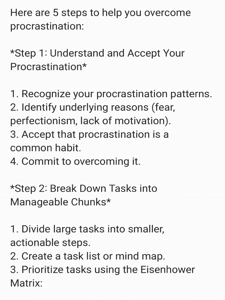 5 Steps To Stop Procrastinating | PDF