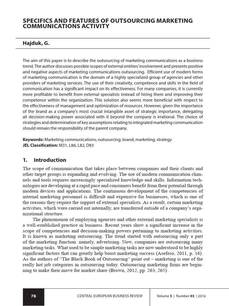 Outsourcing Marketing Communications Explained | PDF | Marketing ...