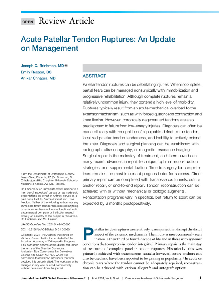 Tendon Patellar Classification | PDF | Knee | Clinical Medicine