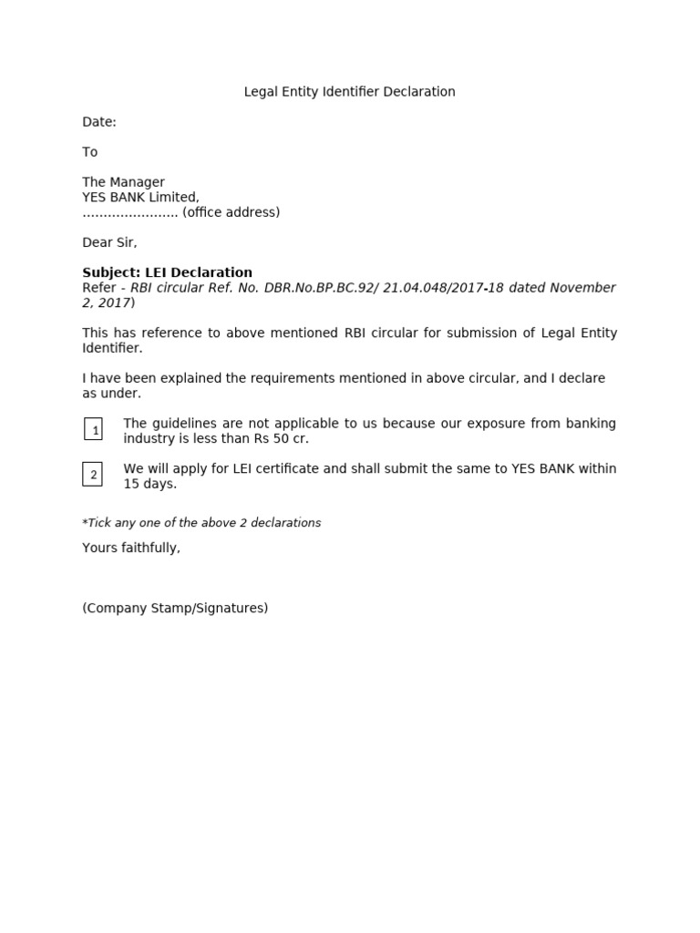 LEI Declaration 1.1 | PDF