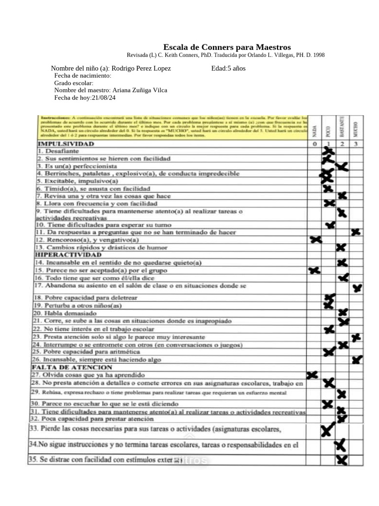 Escala de Conners | PDF