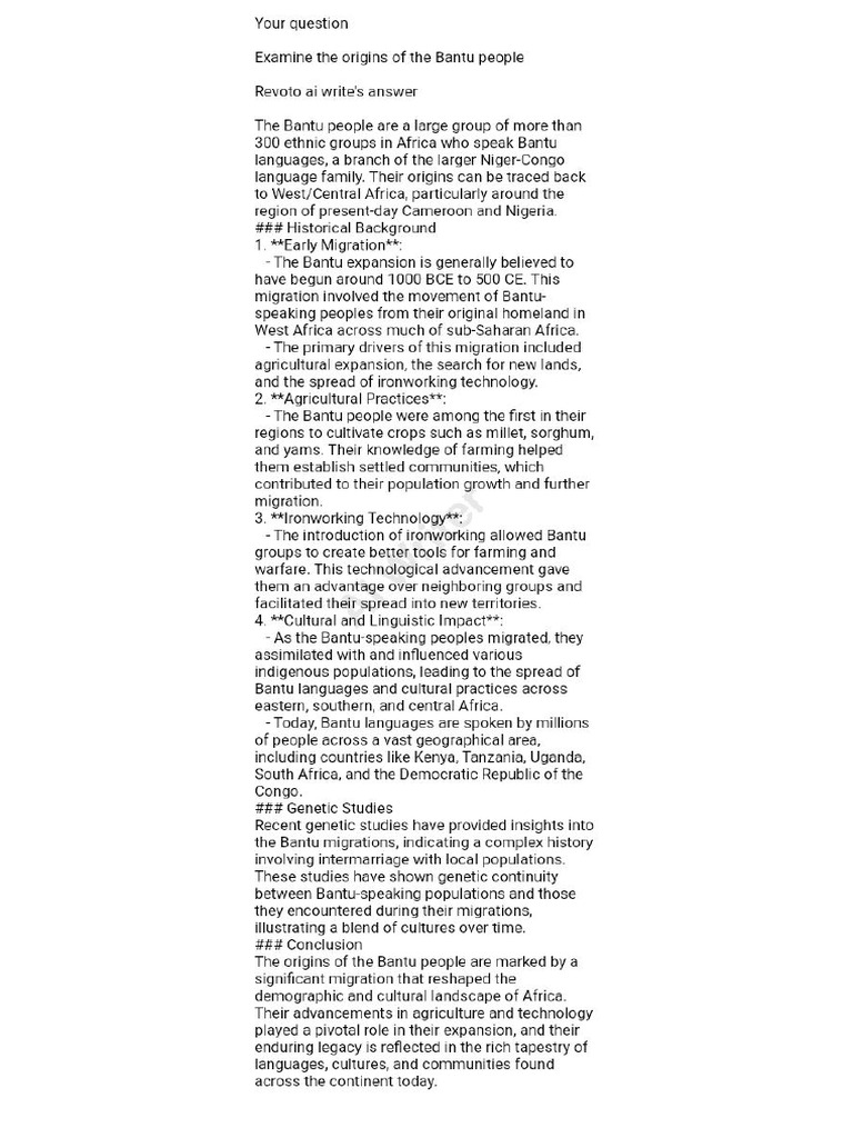 Hist - Origins of The Bantu | PDF