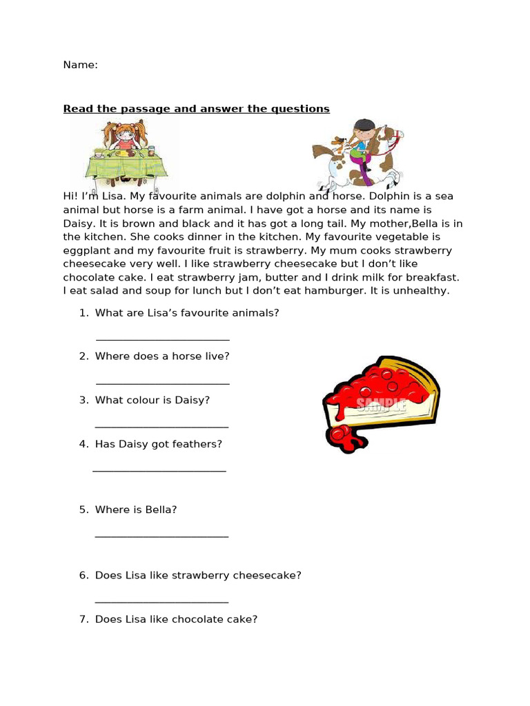 Present Simple Reading Comprehension Exercises - 18071 | PDF