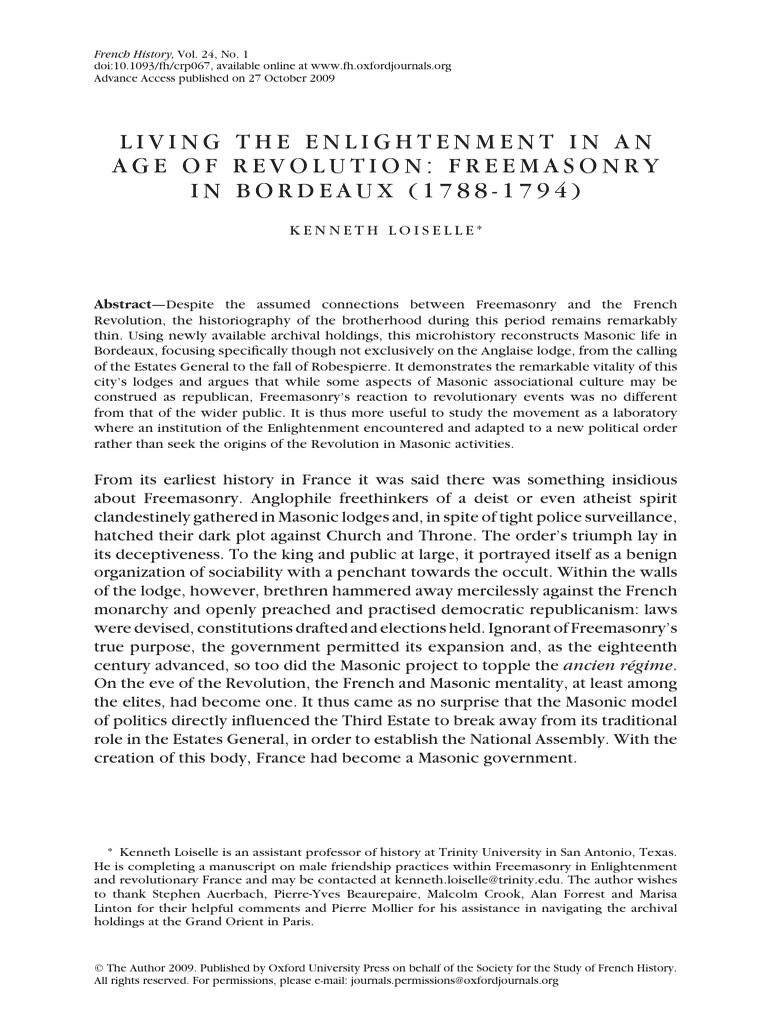 Living The Enlightenment in An Age of Re | PDF | Freemasonry | Age Of ...
