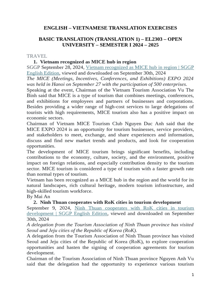 English - Vietnamese Translation Exercises - Business - Education ...