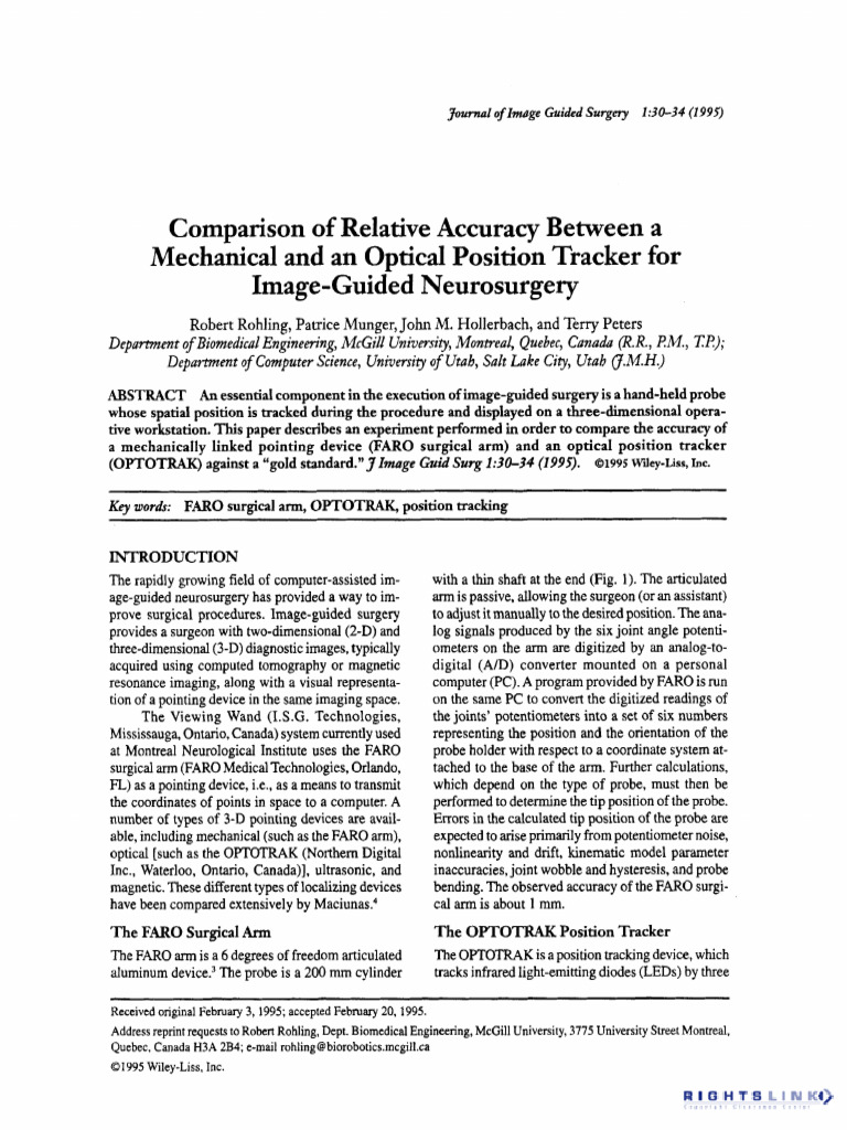 Of Optical: Comparison Relative Accuracy Between A Mechanical and An ...