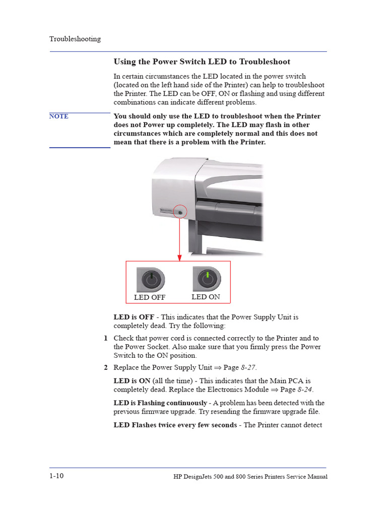 DesignJet 500 LED Troubleshooting | PDF | Computing | Computer Engineering