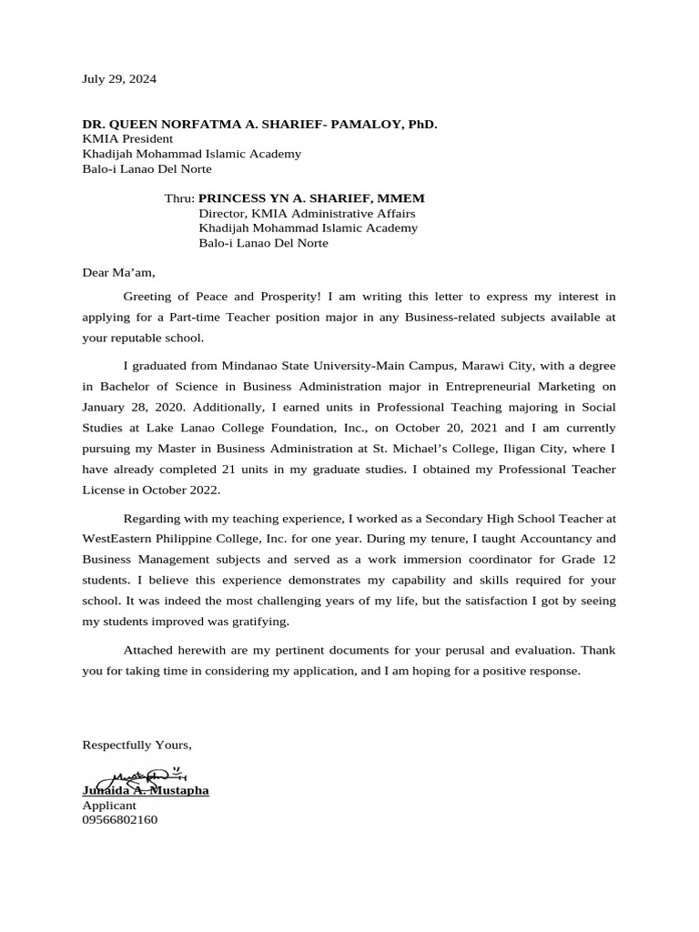 Intent-Letter Example (Private) | PDF | Self-Improvement