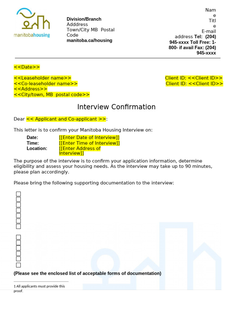 Main - Interview Confirmation Letter Manitoba Canada | PDF | Homelessness