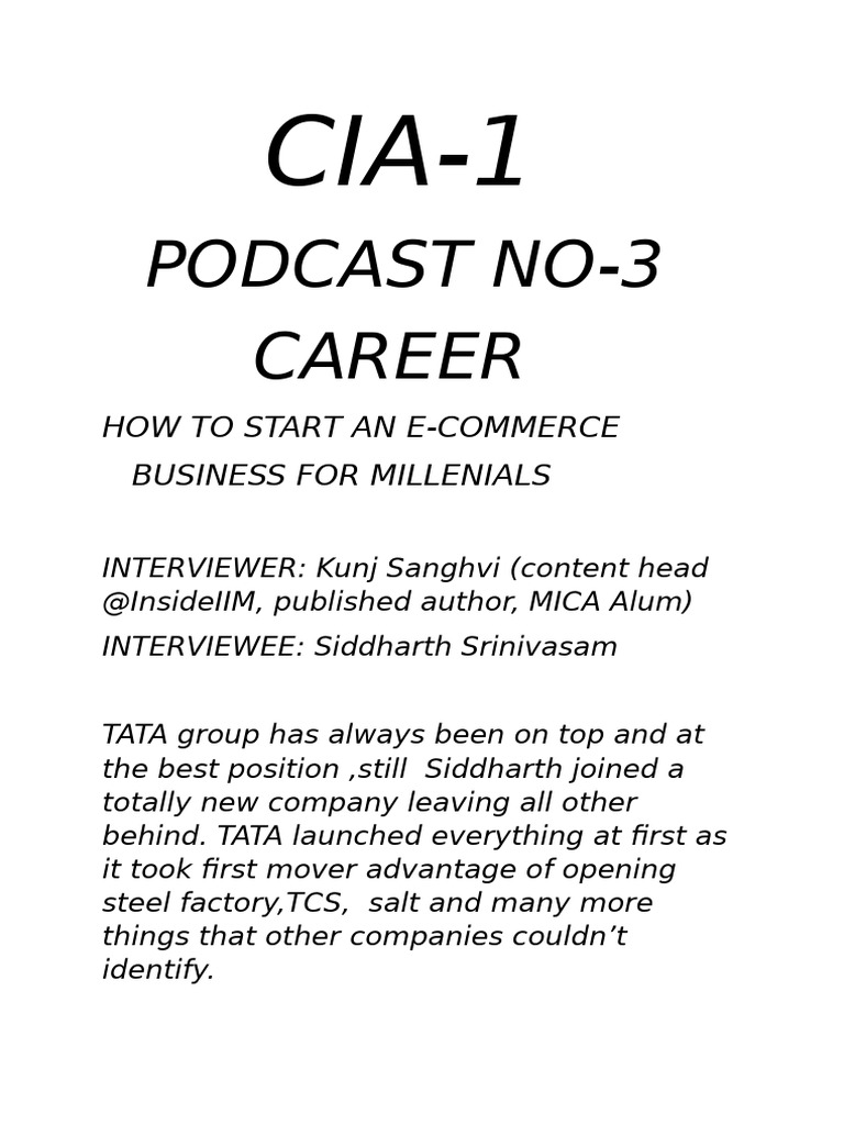 E-Commerce Startup Guide for Millennials | PDF | Career & Growth