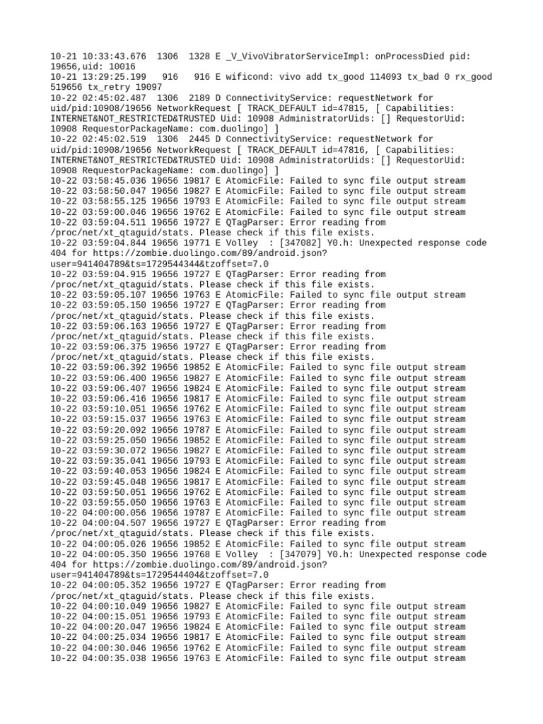 Duolingo App Error Logs | PDF | Utility Software | Computing