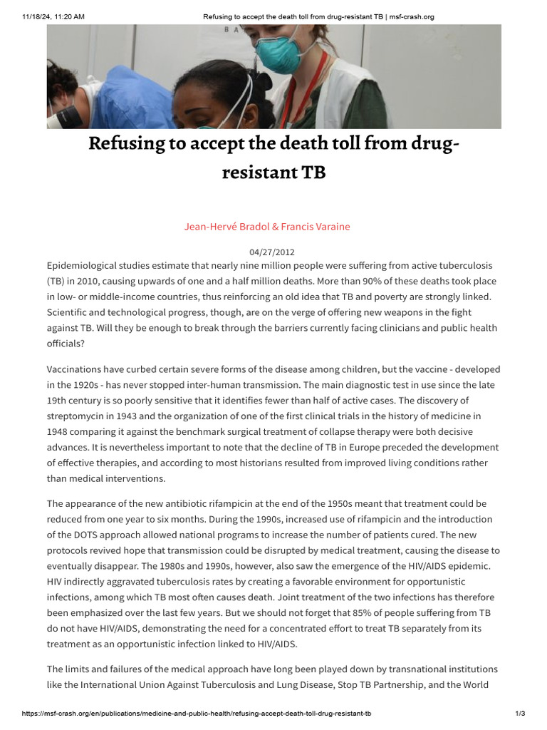 Refusing To Accept The Death Toll From Drug-Resistant TB | PDF ...