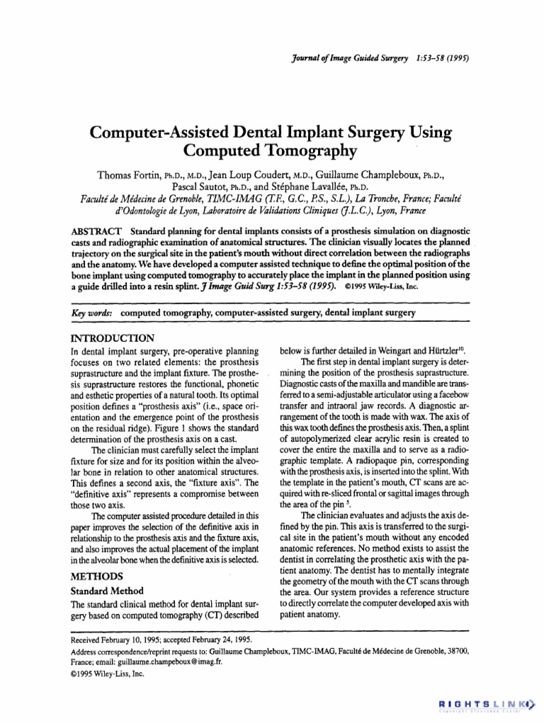 Computer-Assisted Dental Implant Surgery Using Computed Tomography ...