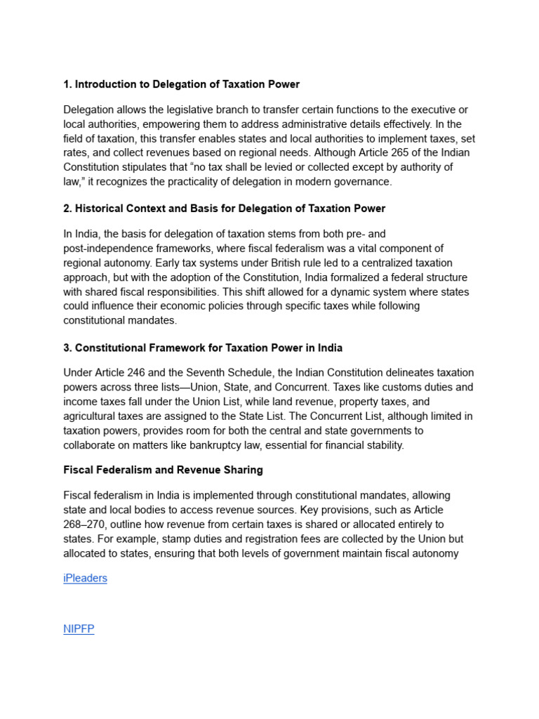 Delegation of Taxation Power | PDF | Taxes | Judicial Review