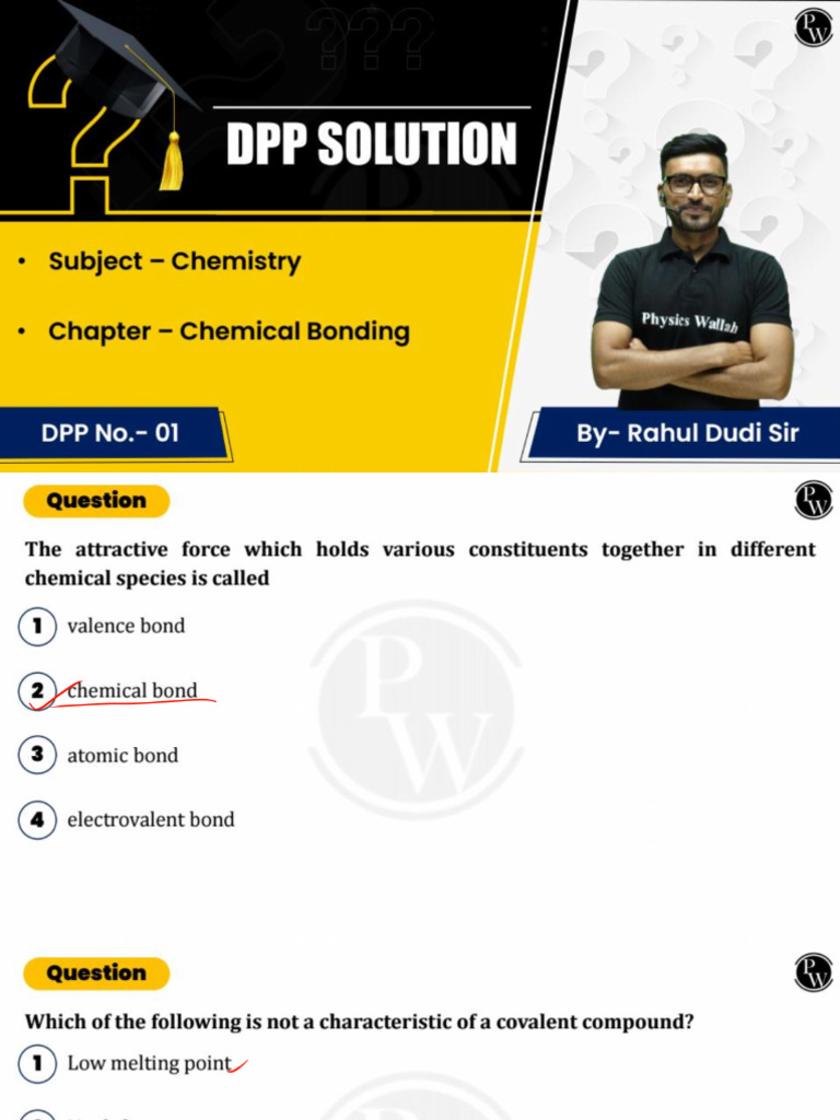 Chemical Bonding and Molecular Structure - DPP 01 Solution Notes ...