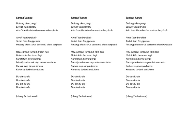 Lirik Lagu Sampai Jumpa | PDF
