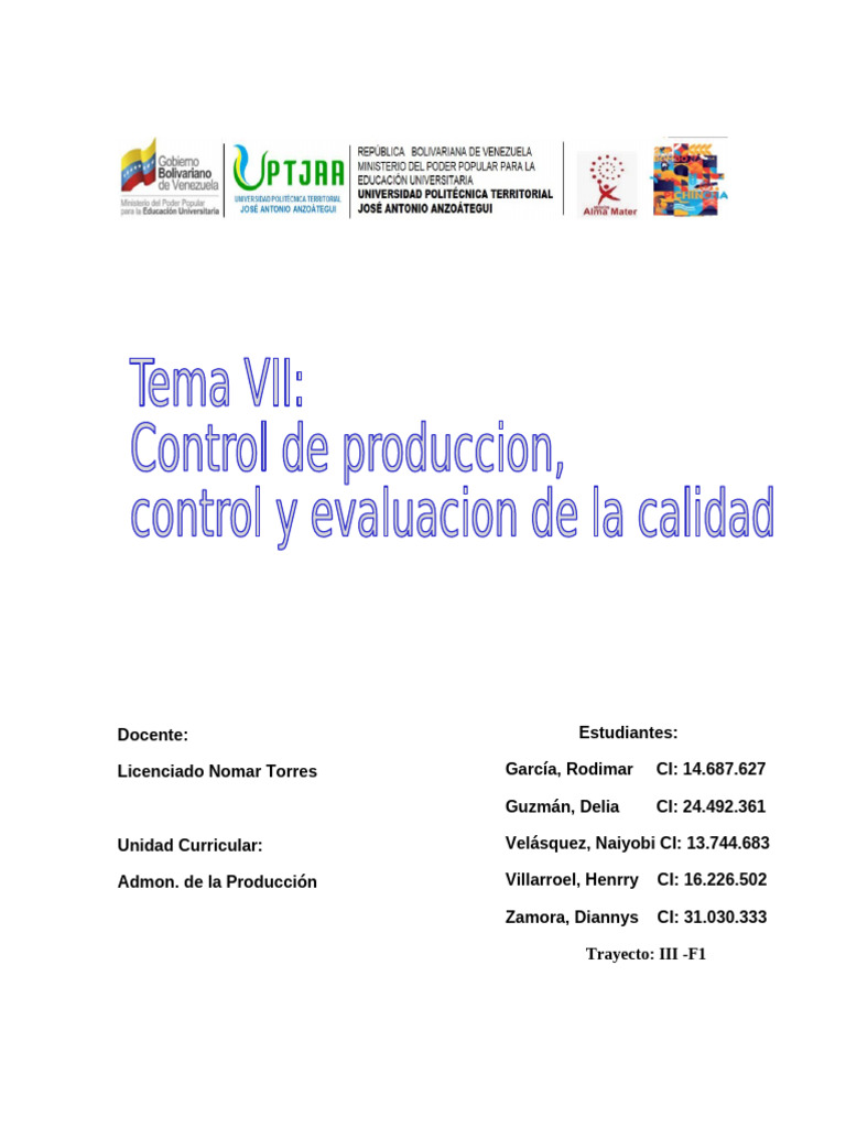 control y evalucion de produccion | PDF | Lean Manufacturing ...