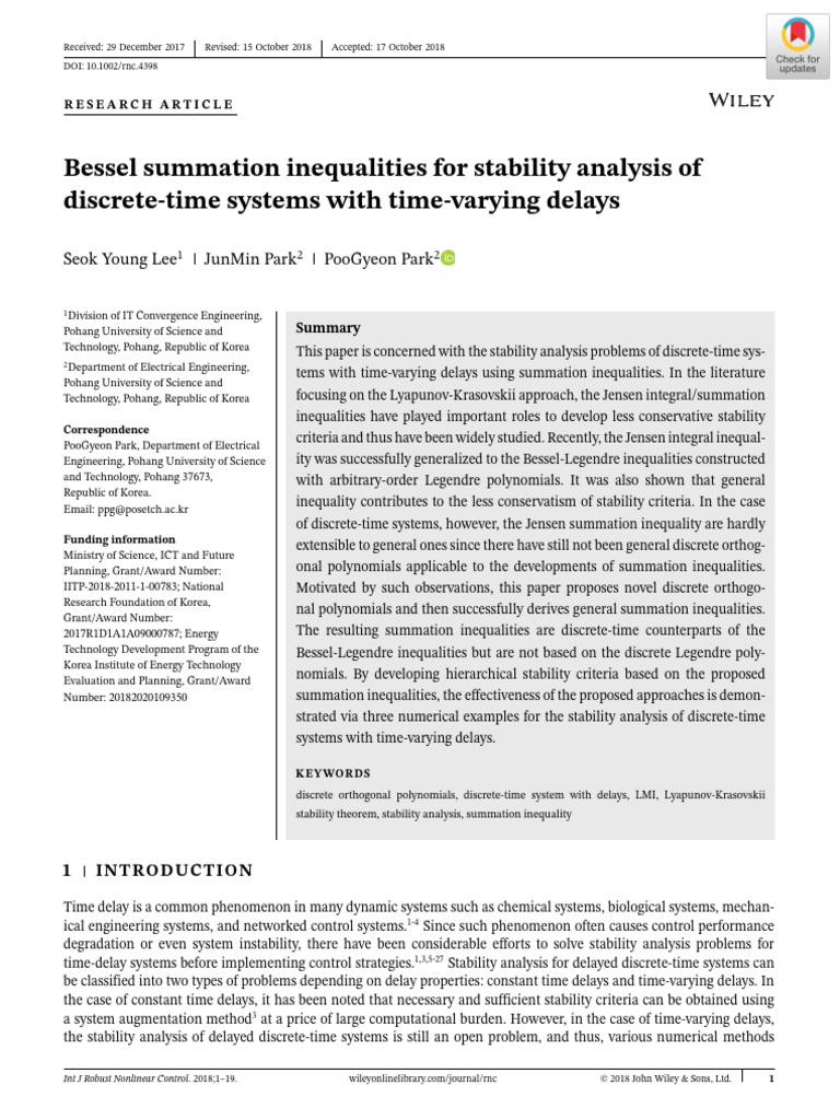 Bessel Summation Inequalities For Stability Analysis of Discrete-Time ...