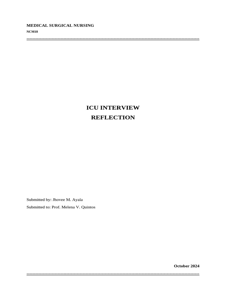 MS reflection | PDF | Intensive Care Unit | Nursing