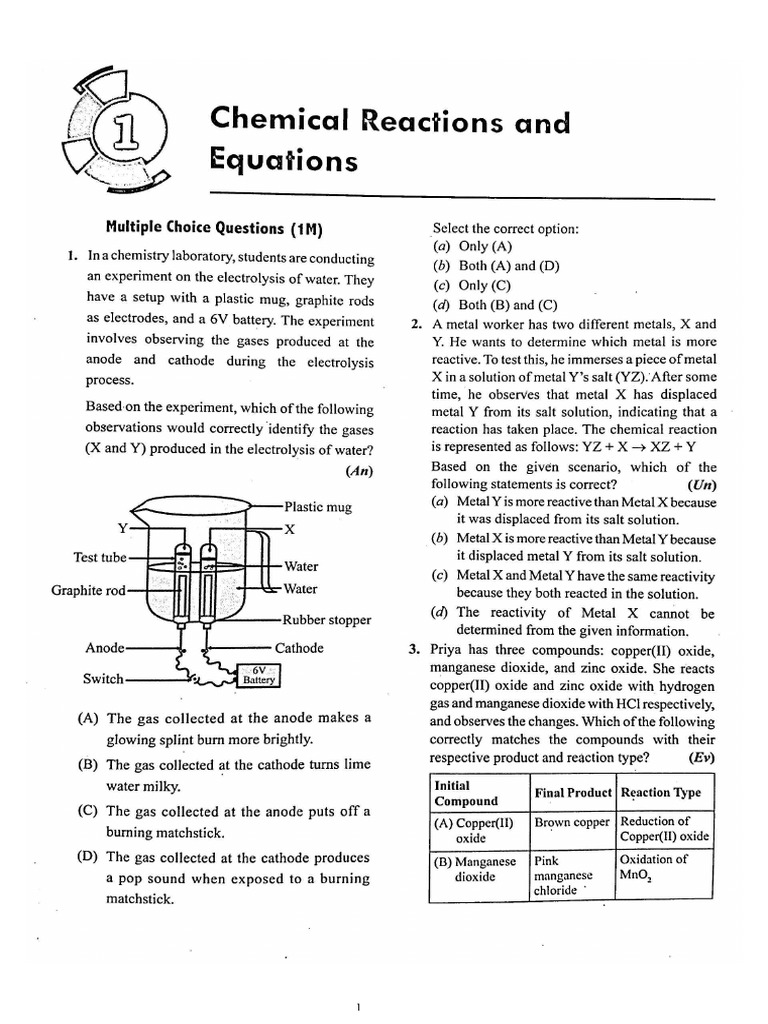 Chemical Reactions and Equations Physics Wallah Competency Based | PDF