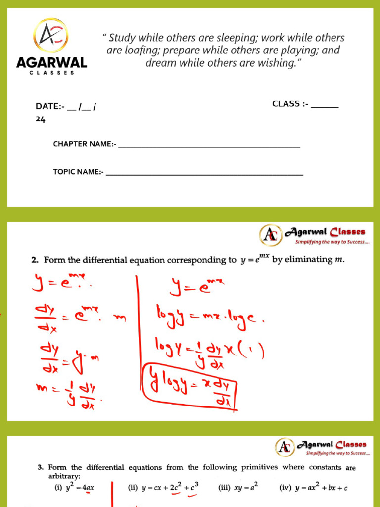 Differential Eqn Formation | PDF