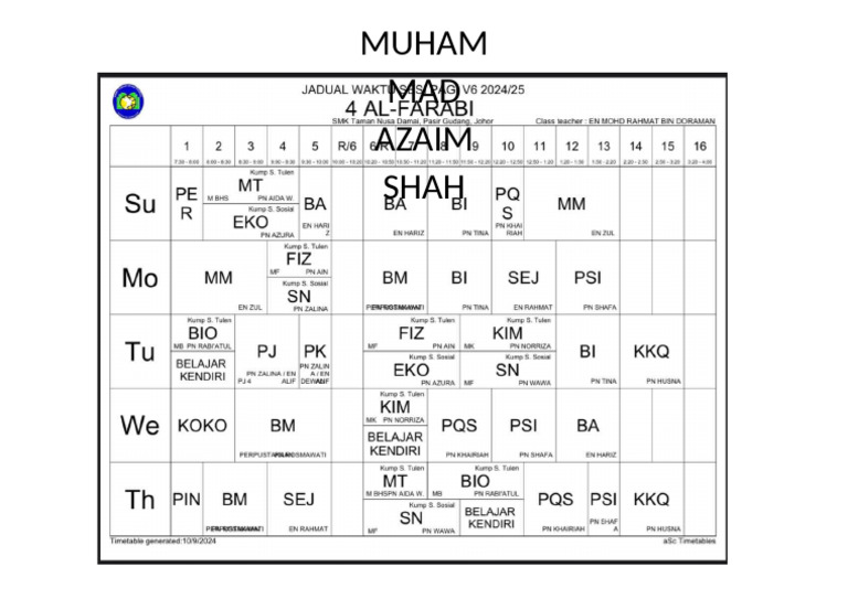 Jadual Aim | PDF