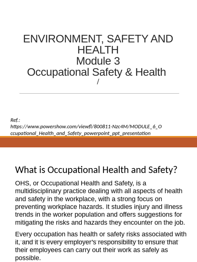 T-MEET 412 MEE Module 3 Occupational Safety Health | PDF | Occupational Safety And Health ...