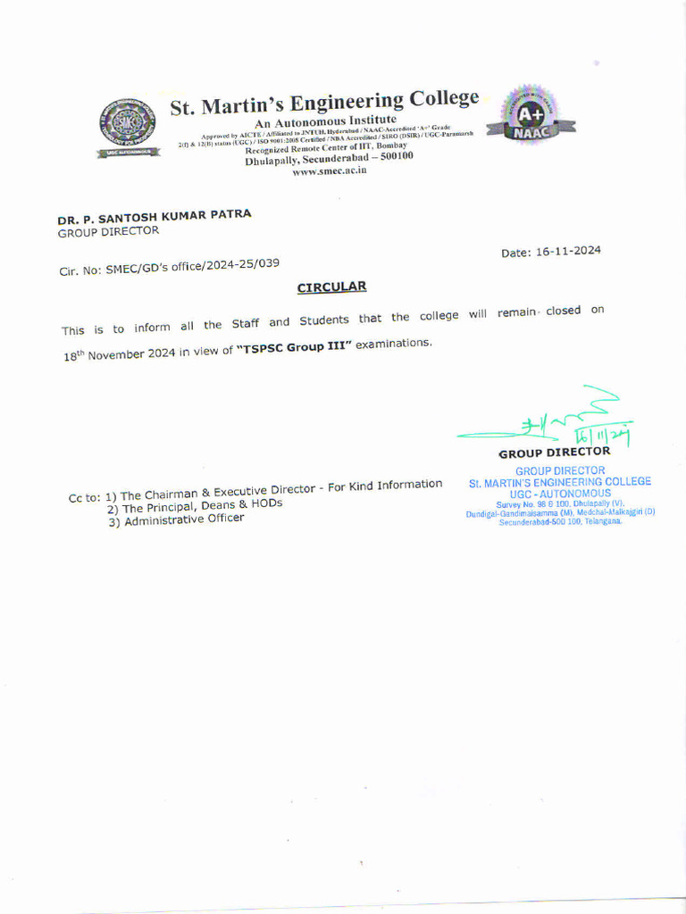 Circular - Holiday | PDF