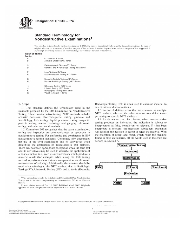 ASTM - E - 1316 2007 - Part - 1 Ang | PDF
