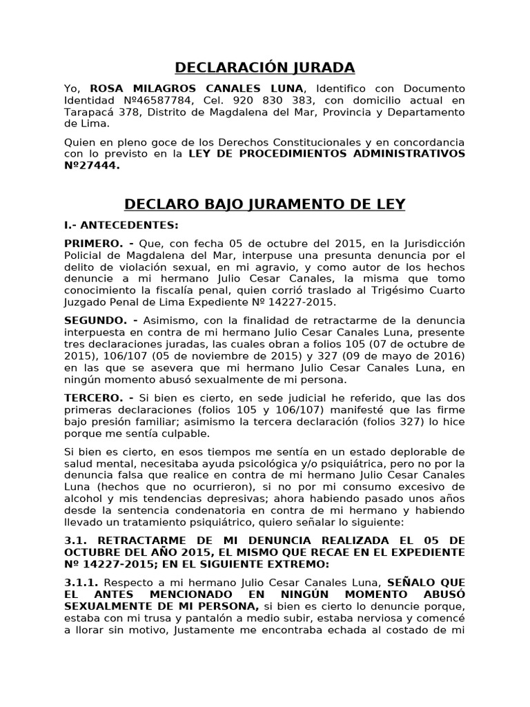 Declaracion Jurada | PDF | Violación | Justicia