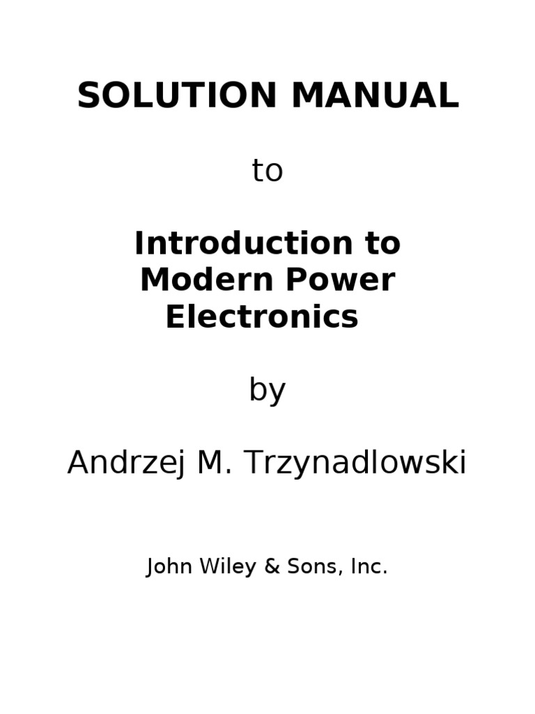 SOLUTION-Introduction To Modern Power Electronics | PDF | Power ...